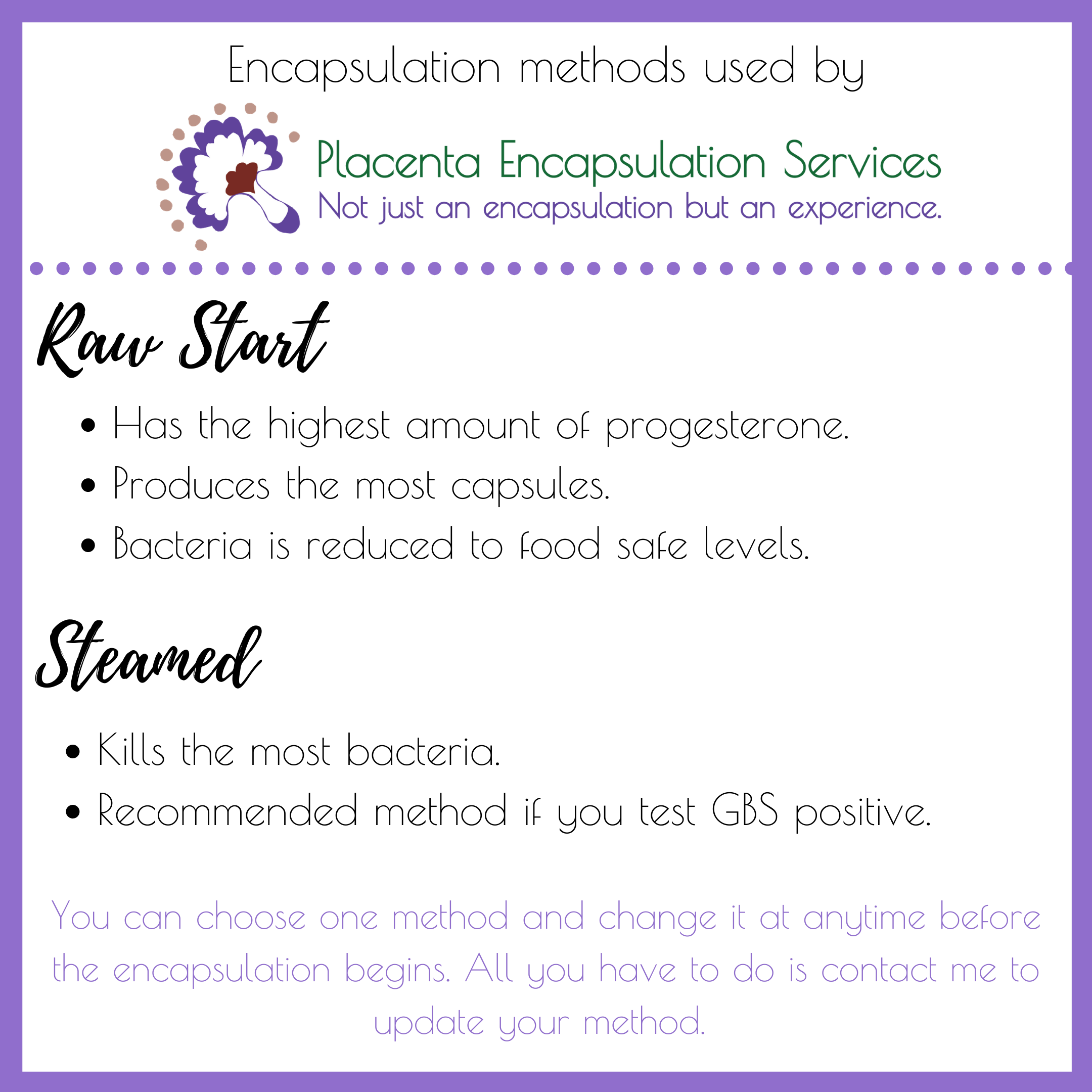 Encapsulation methods used by - Placenta Encapsulation Services
